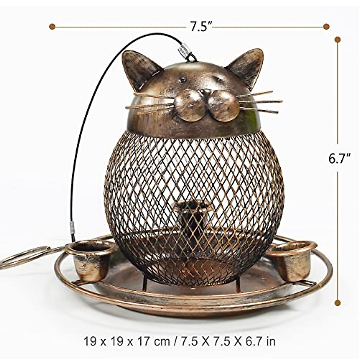 Bird Feeders for Outside, Wild Bird Feeder Squirrel Proof, Heavy Duty Copper Bird Feeder for Outdoor Hanging Garden Yard Decor, 2lbs Capacity - Upgraded Cute Cat Shaped