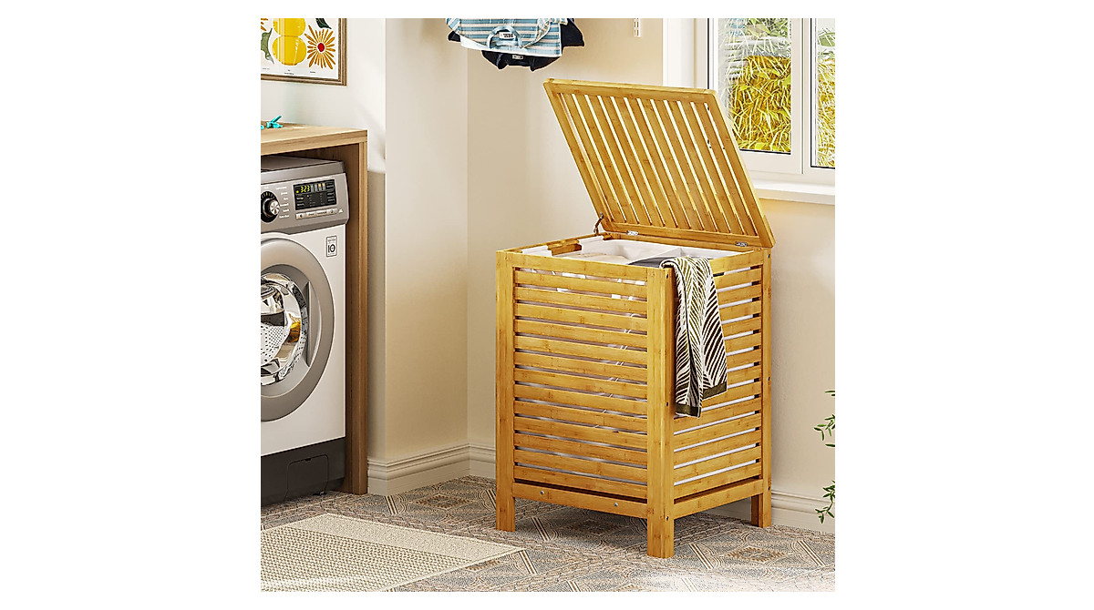 VIAGDO 120L Wooden Laundry Hamper with Lid - Large & Durable