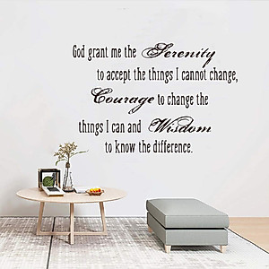 Summerjokes God GRANT Me The Serenity To Accept Things I Cannot Change Courage To Change The Things I Can And The Wisdom To Know The Difference Inspiring Wall Sticker Decal Vinyl Sticker, Wall of Prayer Wall Decoration