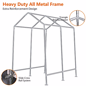 EuKer Ash 12'x12' Heavy Duty Outdoor Storage Shed - Roll-Up Zipper Door, Waterproof Design, Portable Structure, Versatile Use for Motorcycles, Bikes, and Garden Tools, Grey.