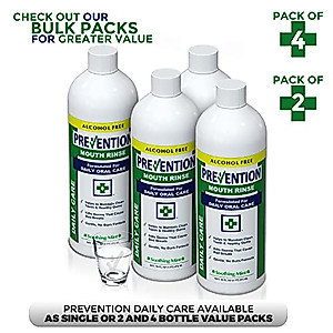 Prevention Daily Care Mouthwash - Gentle Hydrogen Peroxide Mouthwash Alcohol Free | 16 Oz. Soothing Mint Mouth Wash Liquid for Daily Oral Care, Bad Breath, and Teeth Whitening by PHS Brands