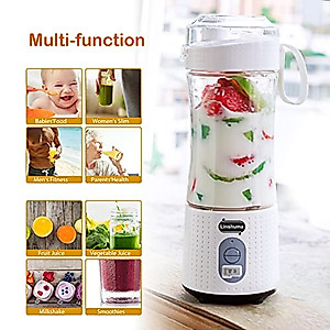 Personal Blender, Portable Blender USB Rechargeable, Linshuma Mini Blender Cup for Shakes and Smoothies, Fresh Fruit Juice Blender Bottle Electric for Travel Gym Office 6 Blades 380ML White