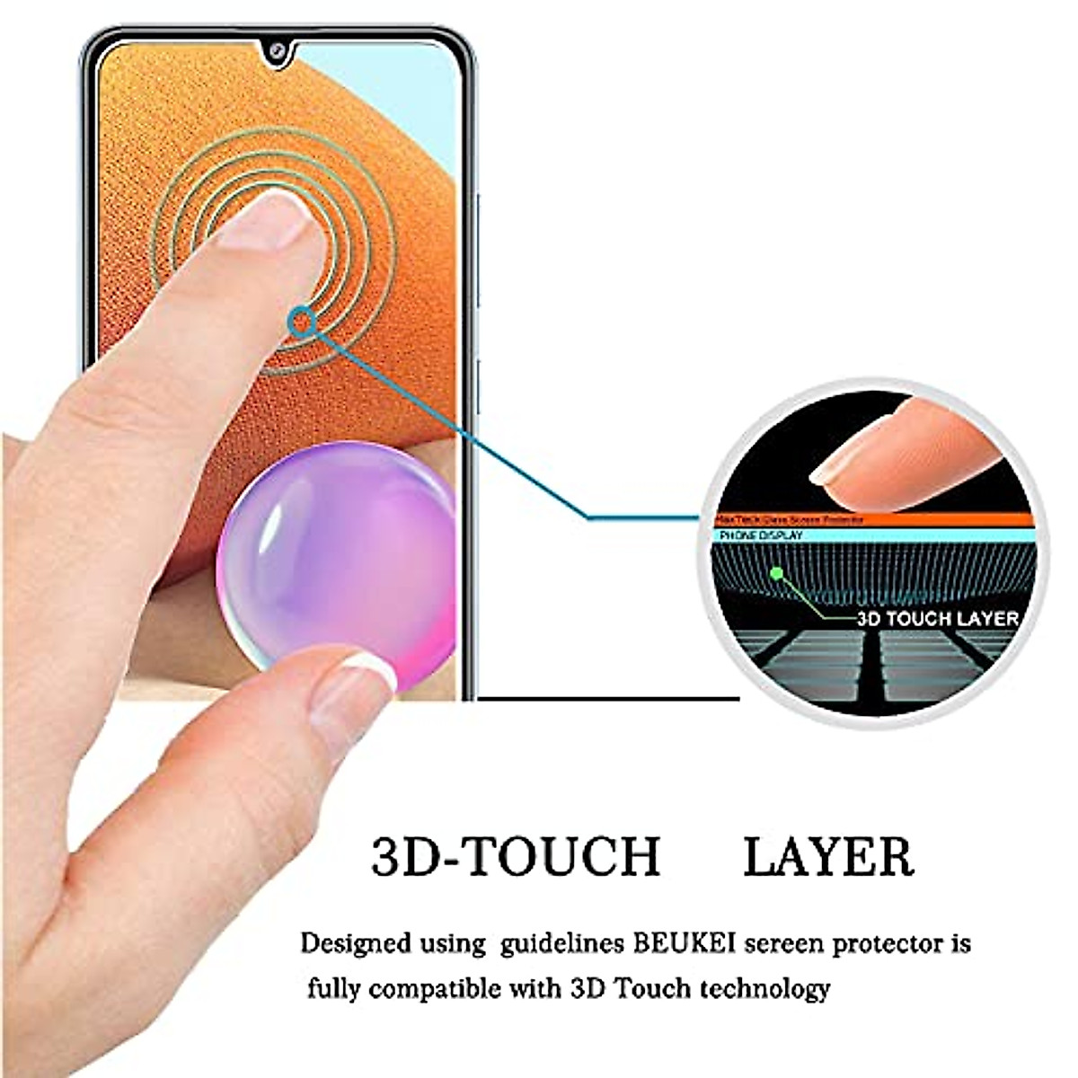 beukei (3 Pack) Compatible for Samsung Galaxy A32 4G / Galaxy A22 4G / Galaxy A31 Screen Protector Tempered Glass, (Not Fit for Galaxy A32 5G) 9H Hardness, (6.4 inch) Anti Scratch, Bubble Free