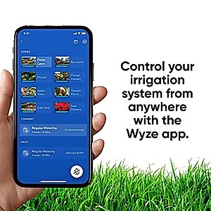 Wyze WSPRK1 Smart Controller , Smart Sprinkler Timer with EPA Watersense , 8-Zone WiFi (1 Year of Automatic Weather-Based Watering with Sprinkler Plus Included), Black