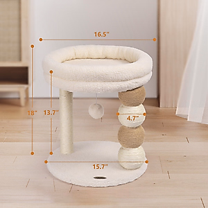 PawPalace Small Cat Tree for Indoor Cats with Large Cozy Plush Top Perch, Natural Sisal Scratching Posts for Kittens and Cats