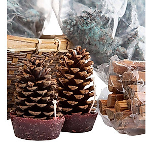 Plow & Hearth Fire Starter Basket with Fatwood, Color Cones and Wax Cones