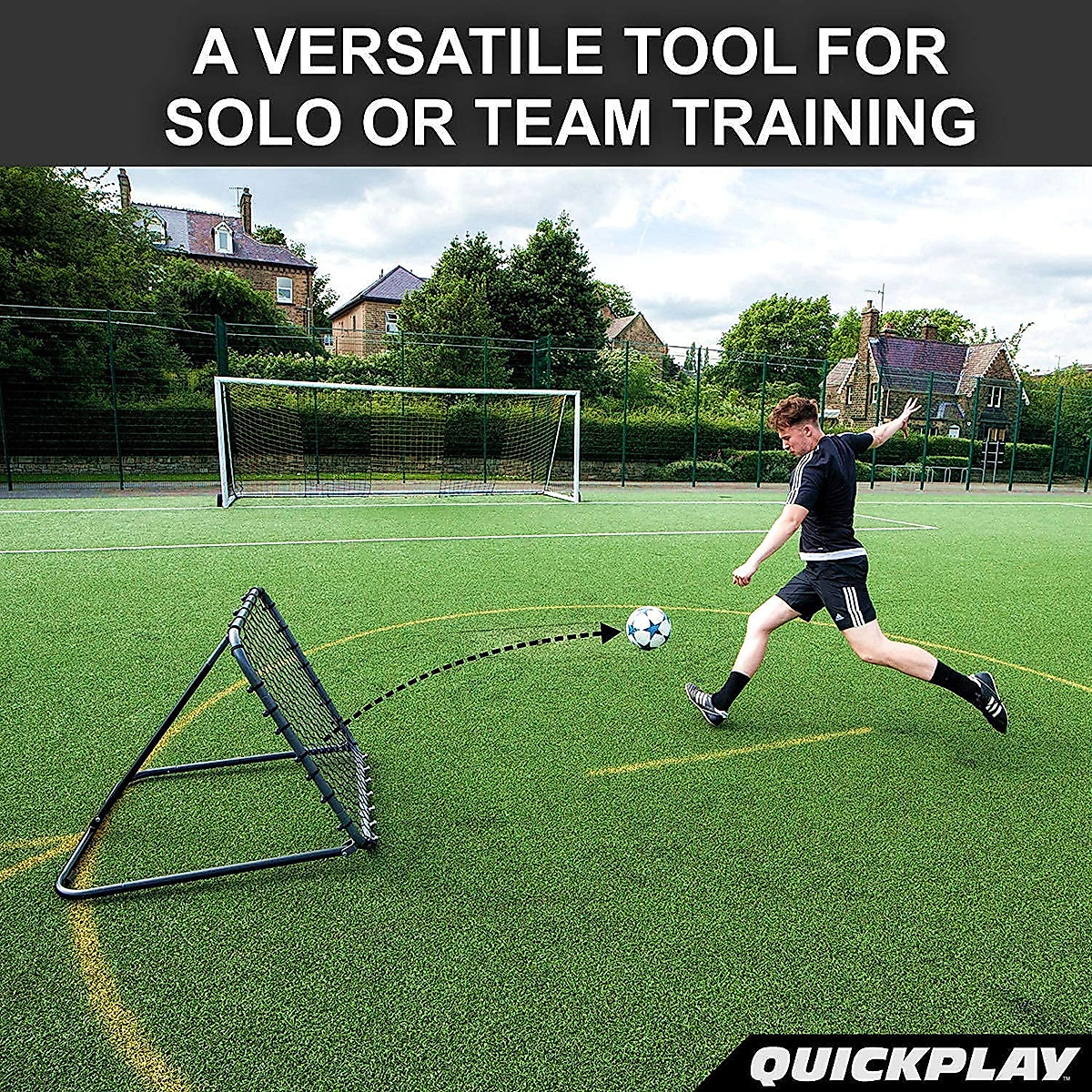 QuickPlay PRO Rebounder Adjustable Angle Multi-Sport Trainer | Soccer Rebounder or Baseball & Softball Pitch Back | Ideal for Team and Solo Training (3 x 3')
