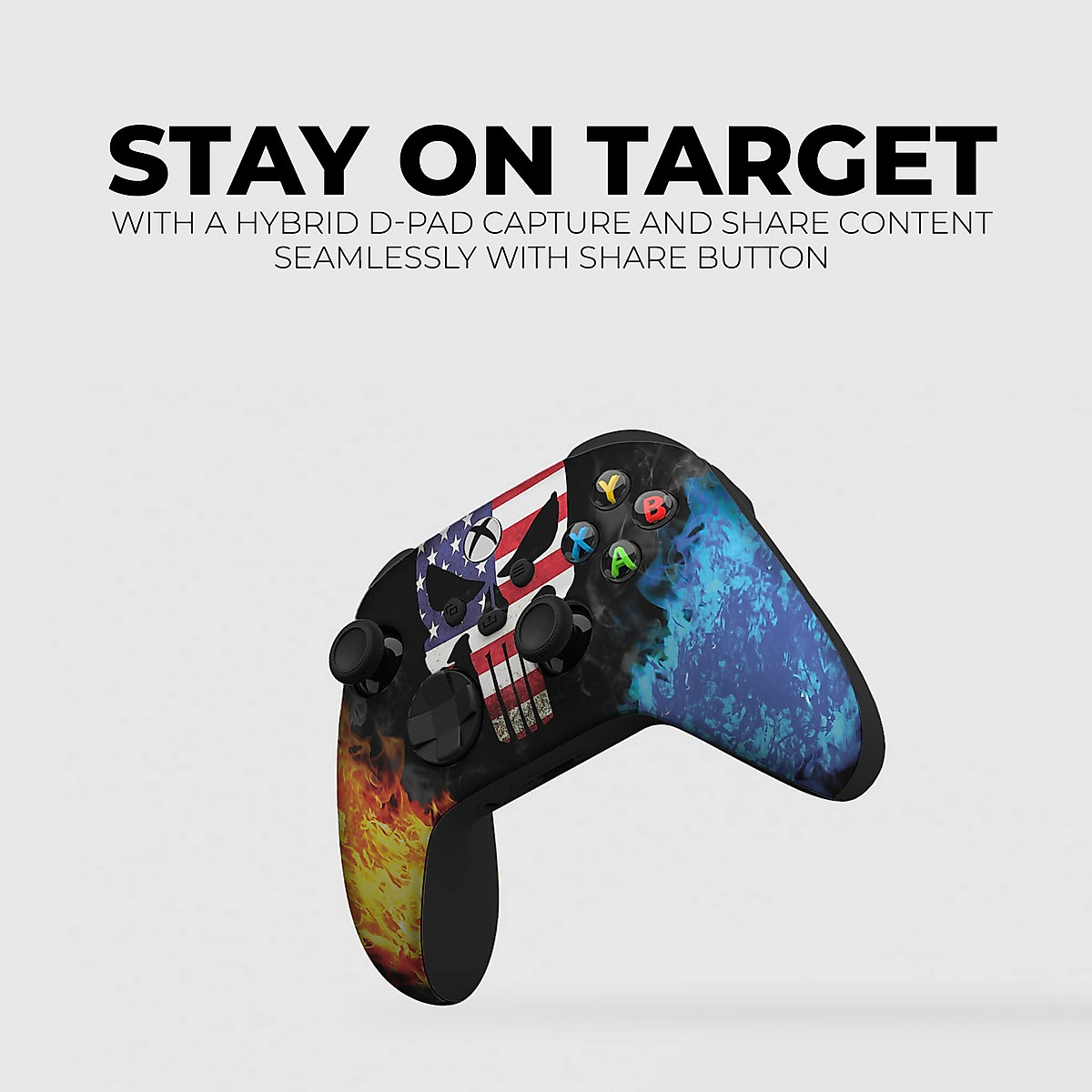 DreamController Americcan Warrior Skull Custom X-box Controller Wireless compatible with X-box One/X-box Series X/S Proudly Customized in USA with Permanent HYDRO-DIP Printing (NOT JUST A SKIN)