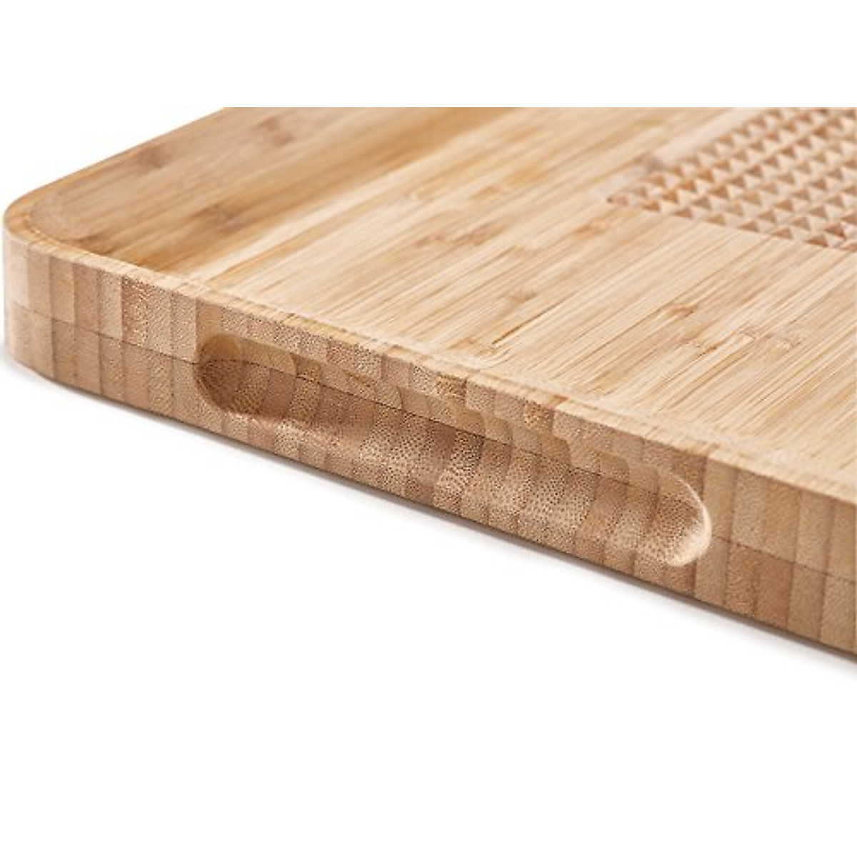 Joseph Joseph Cut & Carve Bamboo Cutting Board with Food Grip and Angled Surface Yellow Large