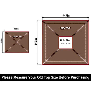 SCOCANOPY Top for 11'x11' and 12'x12' Pop Up Gazebo Canopy Frame,Canopy Frame and Netting Not Included, (Brown)
