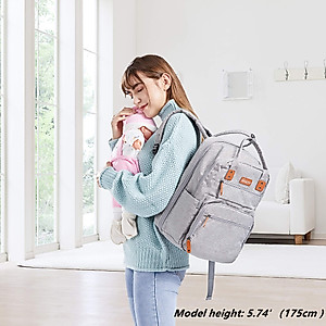 Rabjen Diaper Bag Backpack, Transformable Baby Bag, Spacious Enough for Twins' Stuff, Multifunction Back Pack, Gray