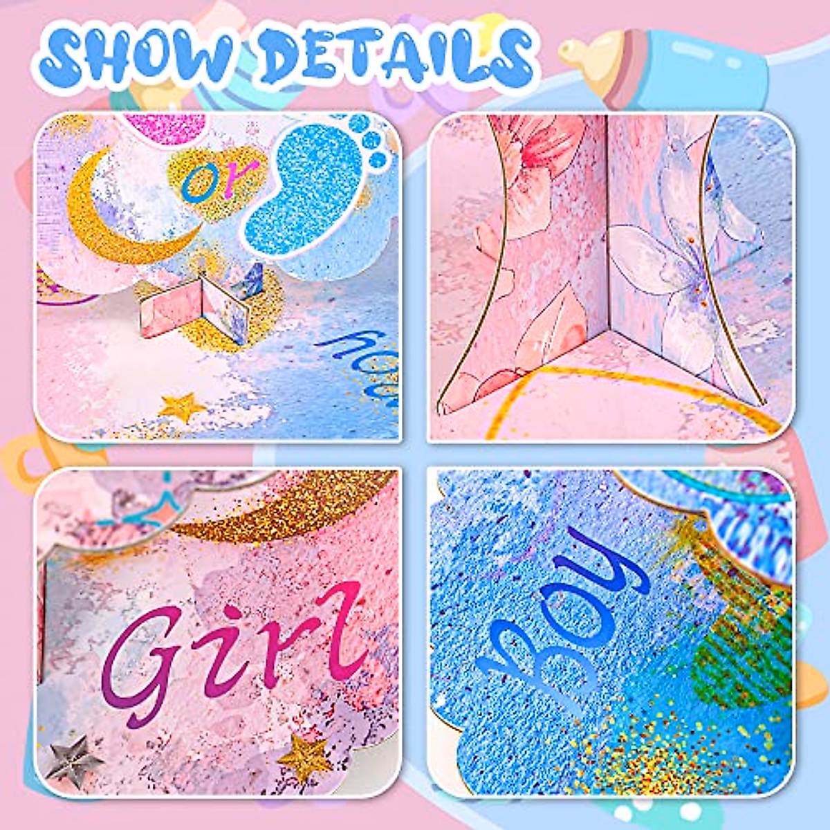 BACUTHY Gender Reveal Cupcake Stand - 3 Tier Cardboard Cup Cake Holder Tower for Boy or Girl Reveal Decorations, Baby Shower Birthday Party Supplies