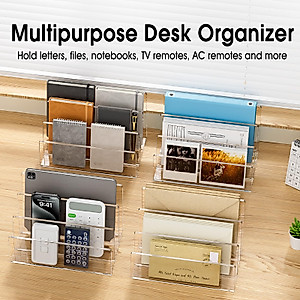 KTRIO Acrylic File Holder 3 Sections, File Organizer for Desk Clear Desk Organizer File Sorter File Folder Holder Mail Organizer Letter Holder for Envelopes, Mail, Electronics