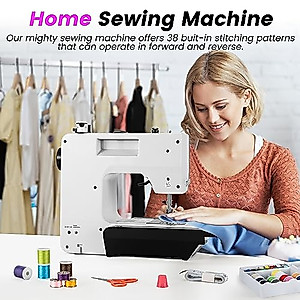 Sewing Machine, Mini Sewing Machine for Beginners and Kids, Portable Electric Sewing Machine, 38 Stitches Adjustable Speed Speed with Foot Pedal & Sewing Kit (Newest Upgrade Version)