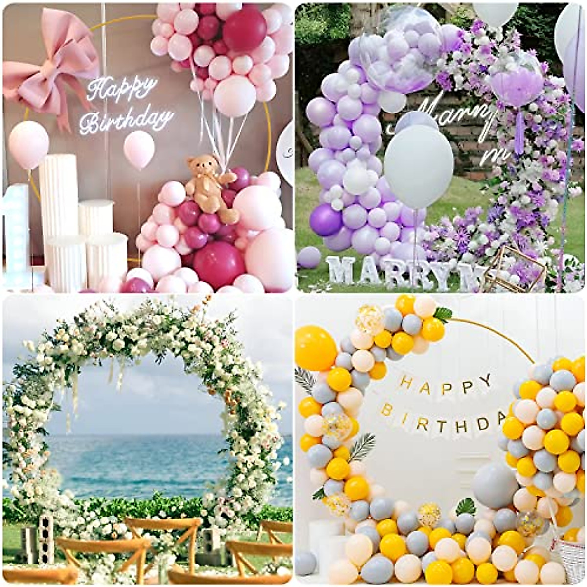 Wokceer 7.2FT Gold Round Backdrop Stand Metal Circle Wedding Balloon Arch Frame Backdrop Floral Background Decoration for Bridal Shower Anniversary Ceremony Birthday Party Candy Tables Celebration