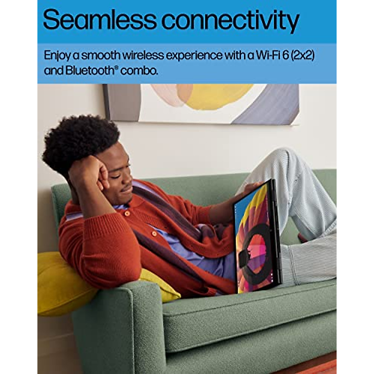 HP ENVY x360 Convertible-Laptop, AMD Ryzen 5 5625U, 8 GB-RAM, 512 GB SSD, 15.6' FHD Touchscreen, Windows 11 Home, HP Fast Charge, Camera-Cover, Mute Button & Fingerprint Reader (15-eu1010nr, 2022)