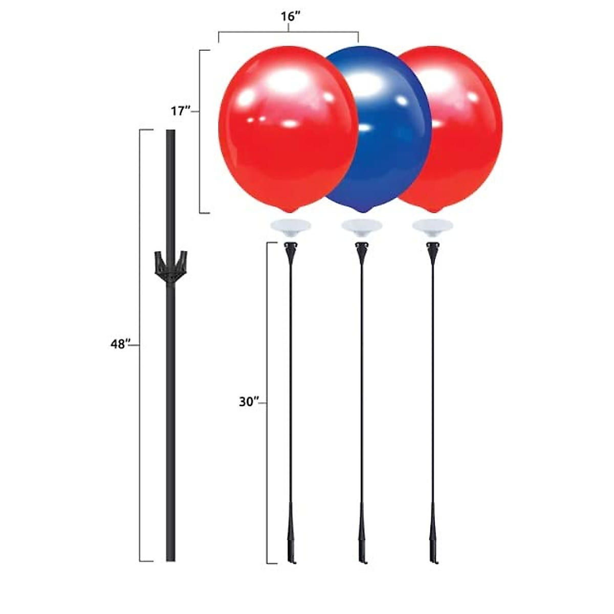 Balloon Bobber - Weatherproof Reusable Balloon Triple Cluster Pole Kit - Helium Free Plastic Outdoor Balloons
