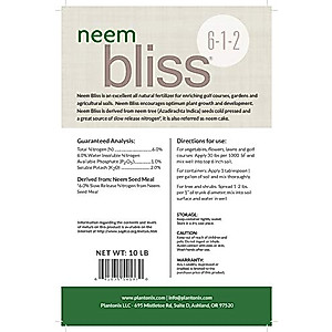 Neem Bliss - Premium Neem Seed Meal - All Natural Fertilizer for Organic Gardening and Soil Amendment - Protect Your Garden with Neem Cake Meal! (10 lbs)