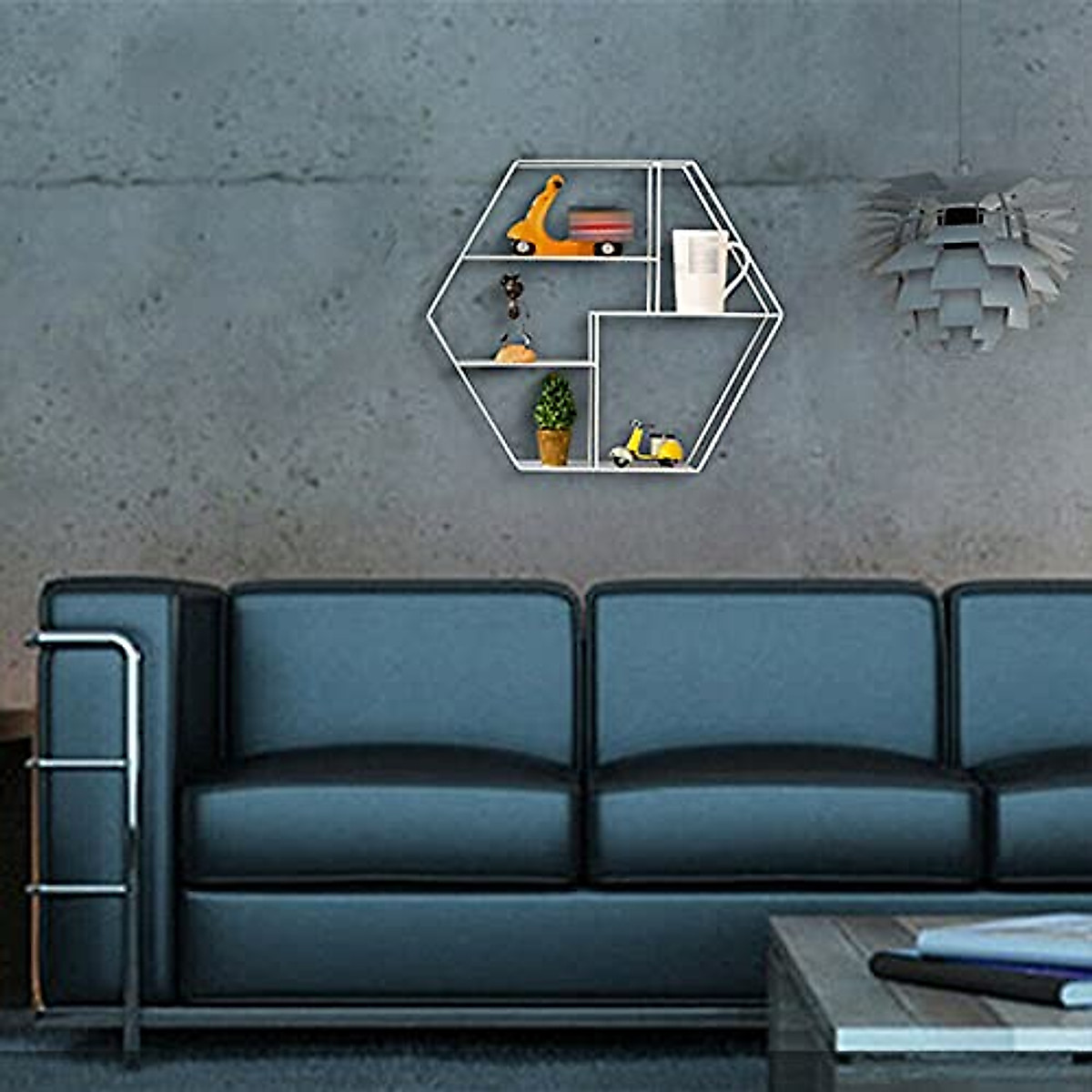 CNCEST White Wall Shelf White Hexagon Shelves Iron Wall Mounted Floating Shelf Shelves Bookshelf Hexagon Shelf Geometric Display Honeycomb Shelves Unit Shelf