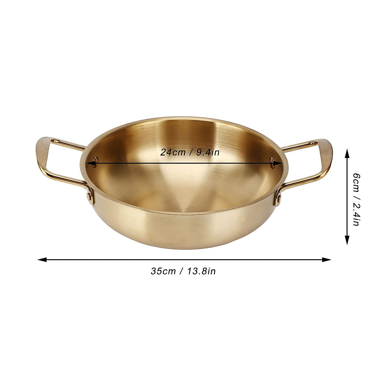 Ramen Noodle Pot, Gold Korean Ramen Cooking Pot with Double Handle，Fast Heating For Home Kitchen Restaurant Cookware