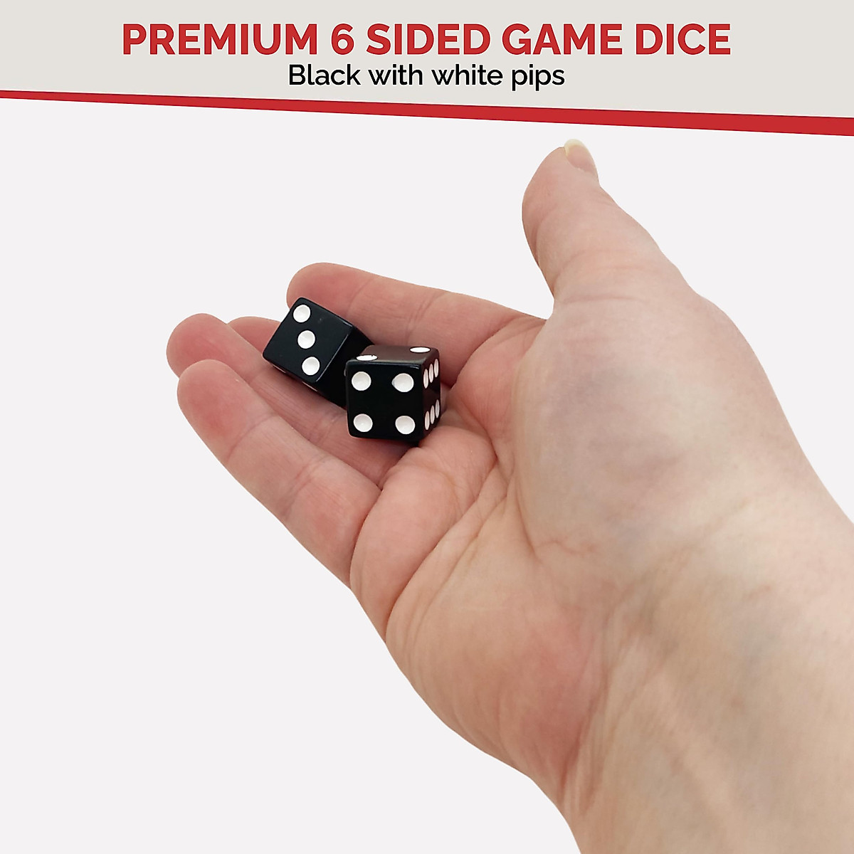 MR CHIPS D6 Standard 16 mm Opaque Dice with Pip Dots - 200 Pack - Black