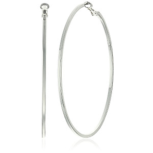 Guess Women's Square Edge Hoop Silver Hoop Earrings