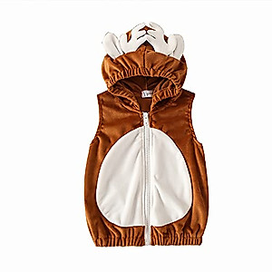 Frietlebird Toddler Baby Deer Halloween Costumes Christmas Costume Outfit Sleeveless Zipper Hooded Reindeer Romper Bodysuit for Kids(Brown Deer,2-3T)