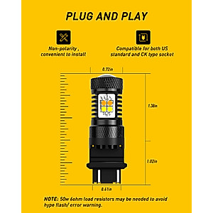 AUXITO White and Amber Dual Color Switchback 3157 3155 3457 4157 LED Bulbs with Projector 3030 Chipsets for Car Turn Signal Lights Parking Lights, (Pack of 2)