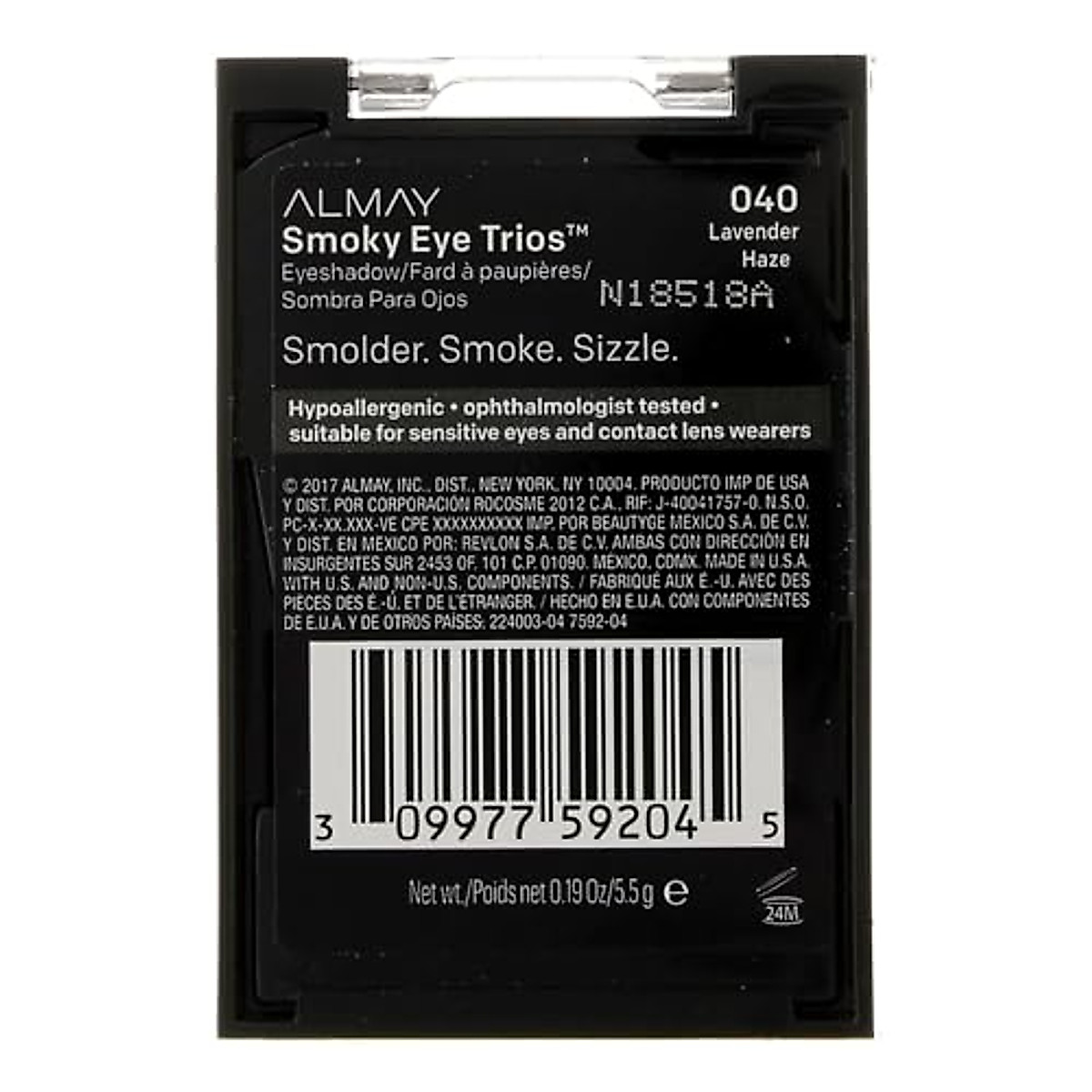 Almay Eyeshadow Palette, Longlasting Eye Makeup, Smoky Eye Trio, Hypoallergenic, 040 Lavender Haze, 0.08 Oz