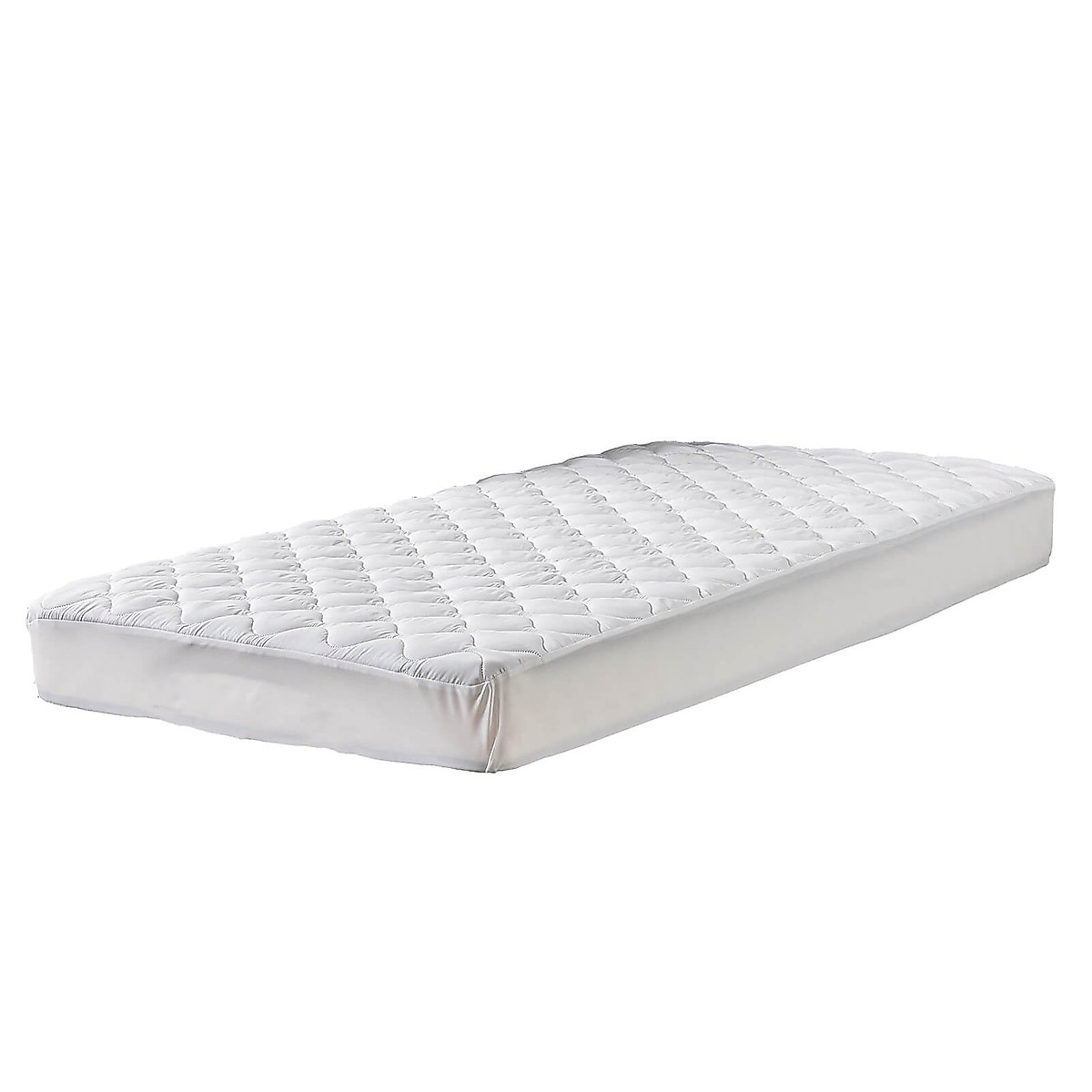Waterproof Quilted RV Bunk Mattress Protector Pad for 30 x 75 Narrow Twin Camper Bed Padded Cot Size Matress Cover with Elastic Skirt White