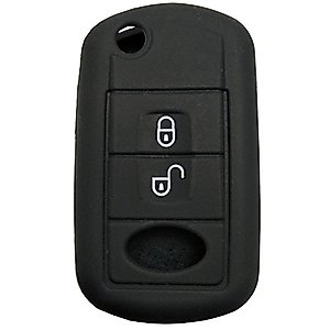 Keyless Entry Remote Key Fob Skin Cover Protective Silicone Rubber key Jacket Protector for Land Rover Discovery LR3 Range Rover Sport (Black)