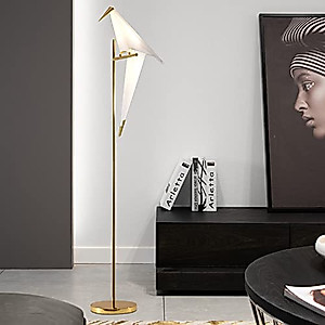 ETKEGHIP Floor Lamp for Living Room Modern ,63" Tall LED Pole Lamps Origami Crane Bird Standing Lamps for Office Kids Room Bedroom Reading Gold