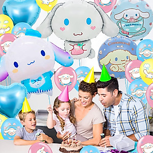 24Pcs Anime Balloon Kit Include 6 Aluminum Foil balloons, 18 Cartoon Latex Balloons Ideal for Kids Birthday Party, School Outdoor Activities, Indoor Room Outdoor Events Decor