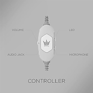 HOF Maestro Matte White Wired Gaming Headsets - 7.1 Virtual Surround Sound - Detachable Fabric & Memory Foam Earmuffs - Detachable Uni-Directional Mic - PC, PS4, PS5, Switch - 3.5 mm Audio Jack