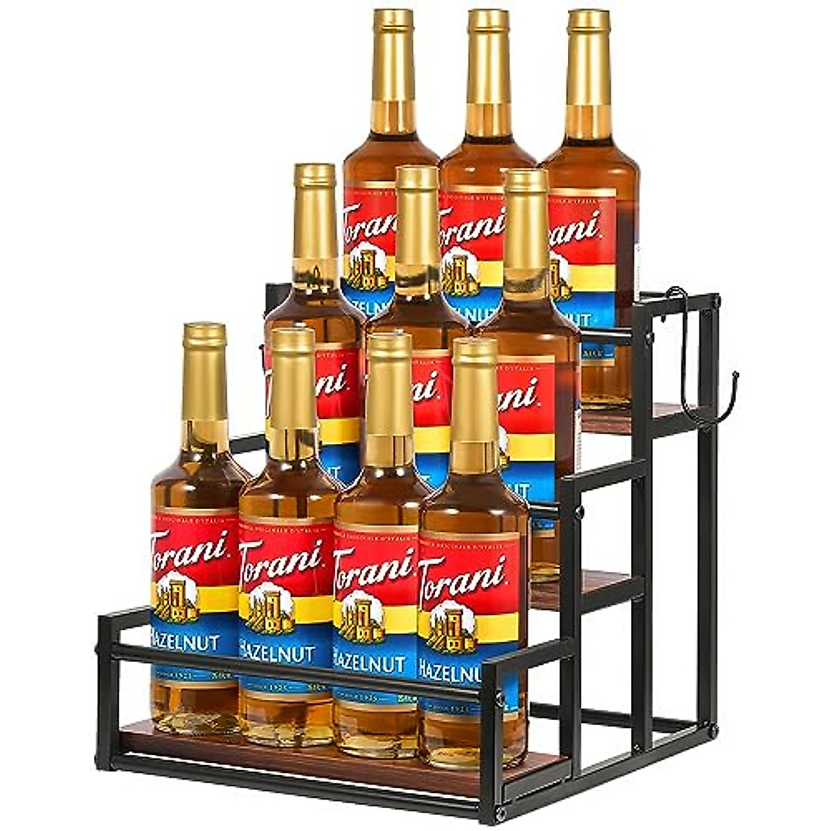 EAOAK Coffee Syrup Rack Organizer Syrup Bottle Holder Stand for Coffee Bar 3-Tier 12 Bottles Storage Shelves for Syrup, Wine, Dressing for Kitchen Coffee Station