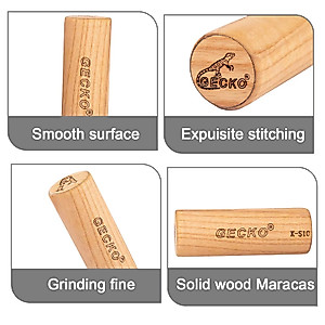 GECKO Maracas Sand Hammer Percussion Shaker Instrument, Wooden Natural Maracas for Adults, Used in Live Performances and Concerts, Suitable for Kahun Drummers, Guitarists and Singers