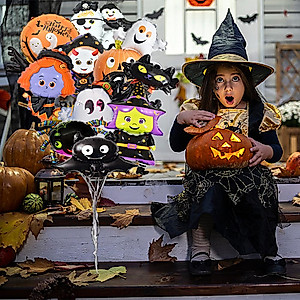 19 Pcs Halloween Foil Balloons, Halloween Party Balloons Pumpkin Ghost Spider Witch Wizard Black Cat Monster Bat Balloon for Halloween Party Decorations Supplies