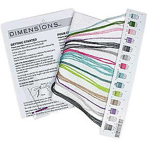 Dimensions Flower Truck Counted Cross Stitch Kit for Beginners, 7" x 5", 14 Cnt. White Aida, 5 5