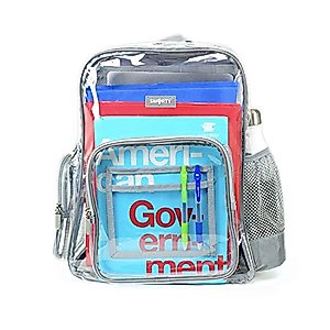 SMARTY Heavy Duty Clear Backpack V6 Durable Transparent See Through Bag (Medium, Gray)