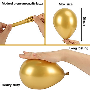 RUBFAC Gold Balloons, 120pcs 5 Inch Chrome Metallic Latex Gold Balloon for Party Supplies Birthday Anniversary Festival Baby Shower Wedding Engagement Decoration