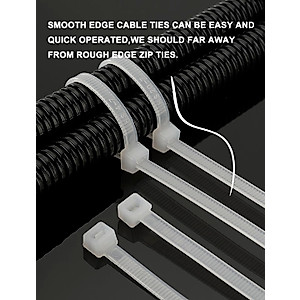 HS Durable Plastic Zip Ties 8 Inch (Bulk-1000 Pack) UV Black Cable Ties 40 Lbs Self-Locking Wire Ties Width 1/8 Inch,Outdoor Purpose