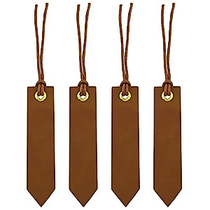 Leather Bookmark ZZLZX 4PCS Brown Leather Handmade Reading Page Markers for Book, Perfect Gift for Reader Writers, Leather Book Marks