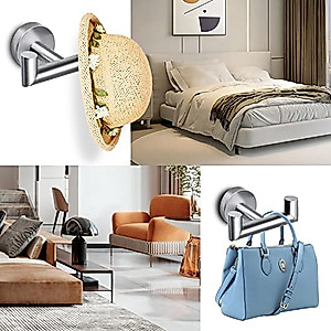 CTOHN Double Towel Hooks for Bathroom Wall Mounted, Brushed Nickel Coat Robe Clothes Towel Holder, Waterproof SUS304 Stainless Steel Double Towel Hook for Bathroom Kitchen - Silver