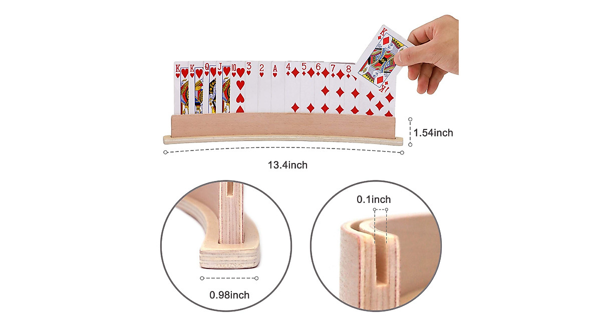 Exqline Wooden Curved Card Holders Set of 4 for Easy & Discreet Play