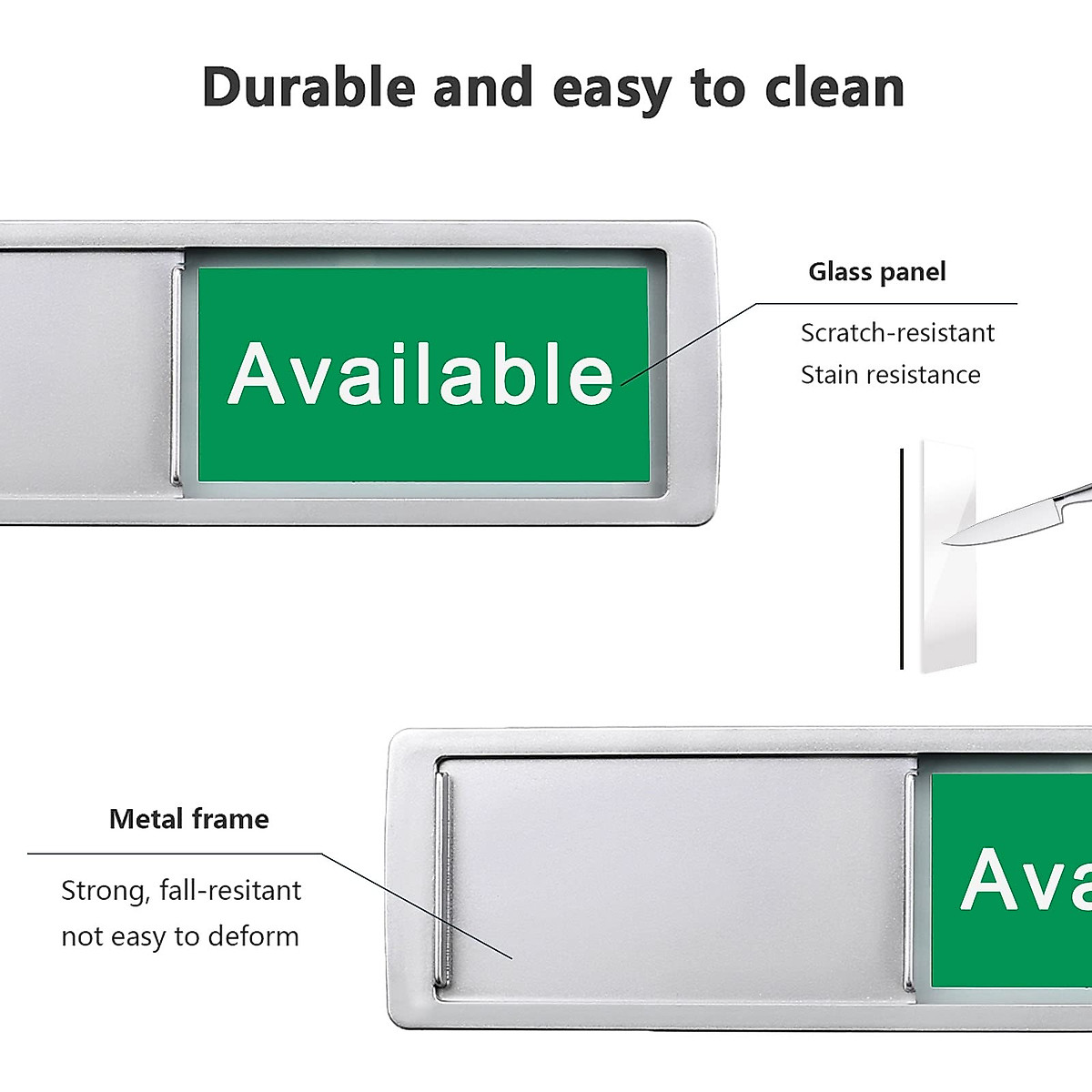 in Use or Available Sign,Vacant Occupied Sign for Home Office Hotles Hospital Restroom, Vacant Occupied Slider Door Sign Tells Whether Room in Use or Available, 7'' x 2''