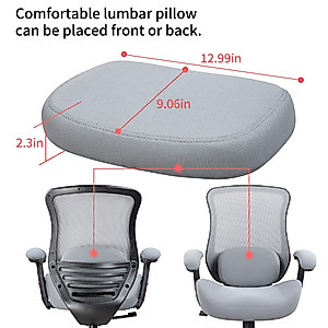 LONGBOSS Office Chair Ergonomic Desk Chair Mesh Computer Chair Height Adjusting Arm Waist Support Function -Grey