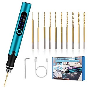Uolor 3-Speed Cordless Mini Drill Pen, Rechargeable DIY Electric Hand Drill with 10 Small Drill Bits, Micro Drill Set for Jewelry Making Wood Stone Plastic Resin Keychains