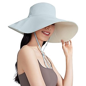 BENEUNDER Sun Hats for Women Wide Brim UPF 50+ Beach Hats for Women UV Protection Visor Hats for Fishing Hiking Gardening, White