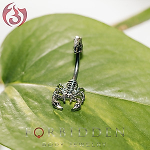 Forbidden Body Jewelry Belly Button Rings Surgical Steel 14G Top Down Scorpion Belly Ring