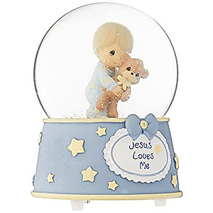 Precious Moments, Jesus Loves Me, Resin/Glass Snow Globe, Boy, Musical, 132103,Multicolor
